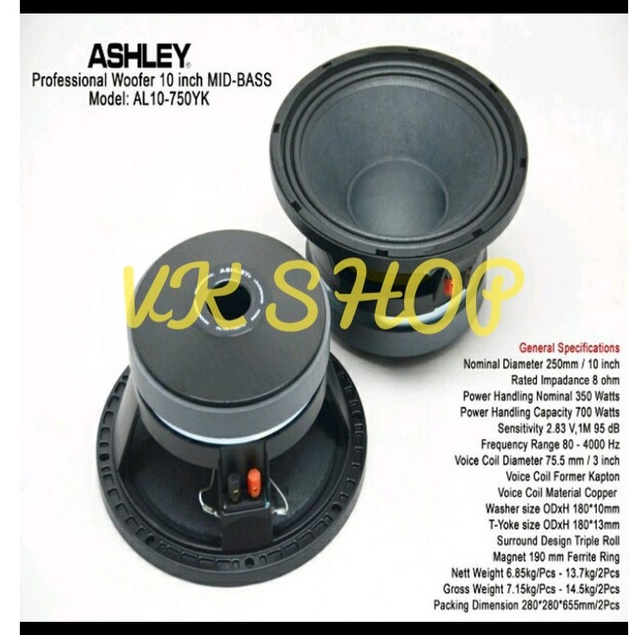Jual SPEAKER WOOFER ASHLEY AL 10 750YK / AL10-750YK 10 INCH AL10750YK ...