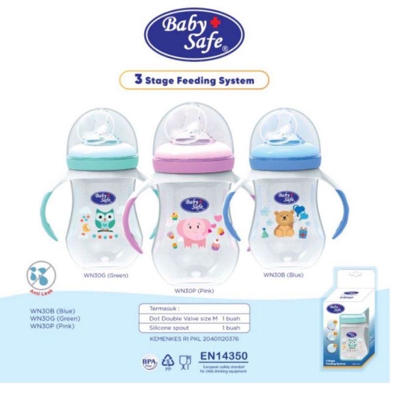 Jual Baby safe botol 2in1(dot dan spout) babysafe wide neck 260ml gelas bayi promo botol susu ...
