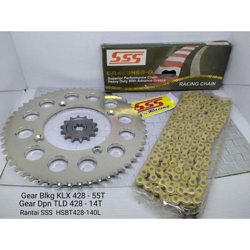 Jual Gear set Sss KLX Dtracker 150 428 13 14 15 - 41 42 50 51 52 53 54 55 Rantai Gold Sss Hsbt ...