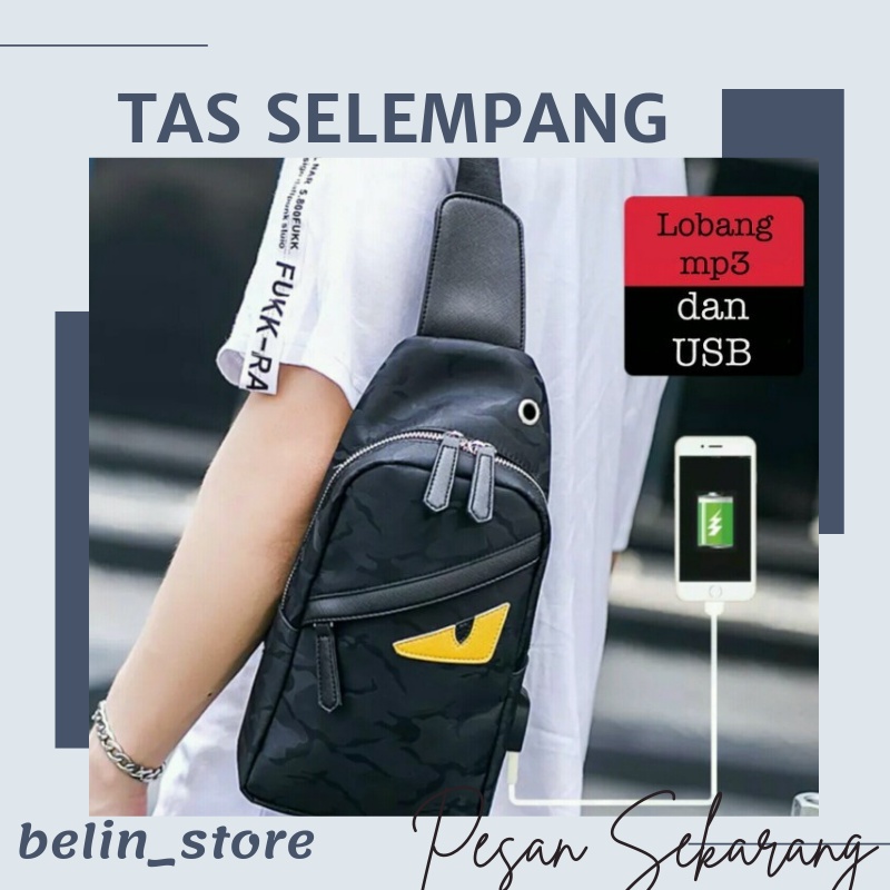 Jual Tas selempang pria import (ada usb port dan lobang mp3). -TAS FUKO ...