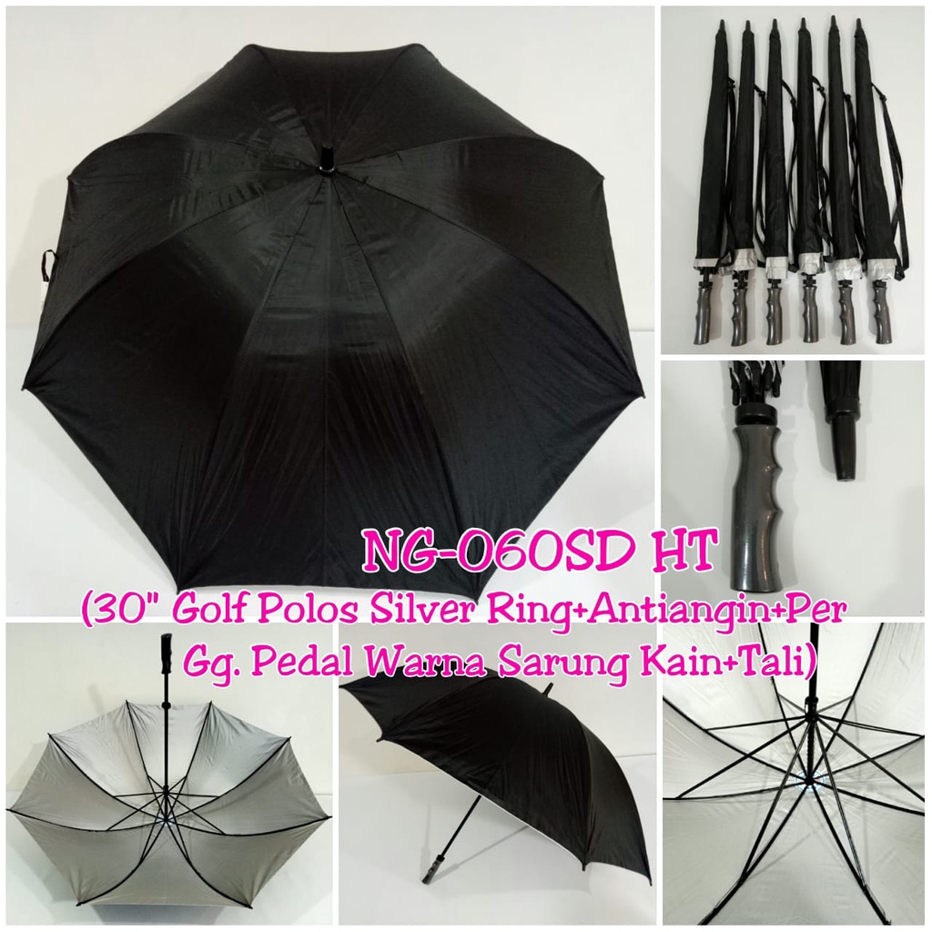 Jual (Payung Promosi Custom) Payung Jumbo Besar Golf Lapis Silver Hitam ...