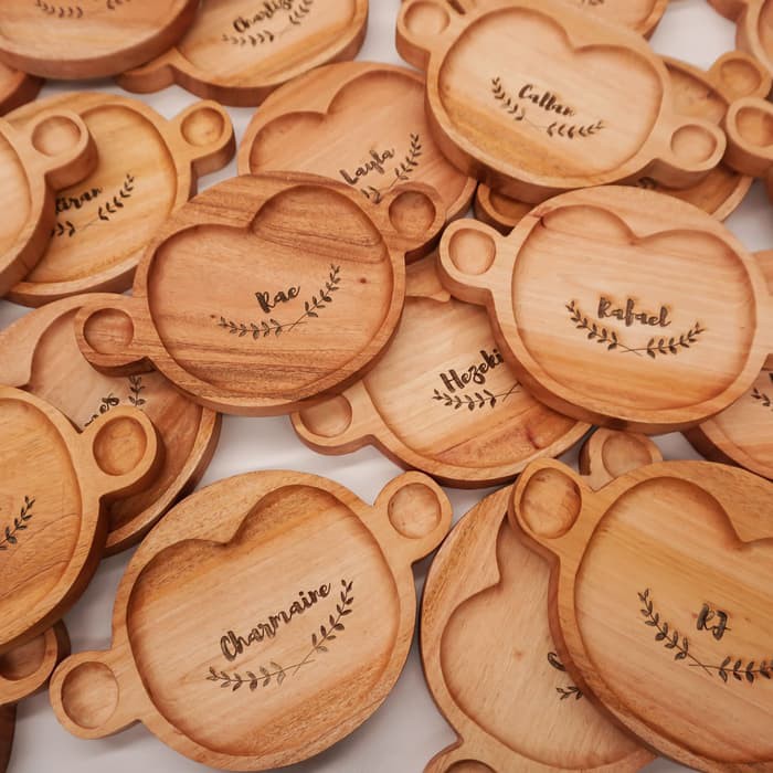 Jual Dekornata [Engraved] Monkey Plate + Grafir / Piring Kayu / Tatakan ...
