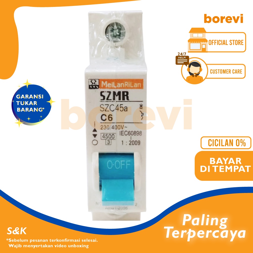 Jual MCB SZMR 1 PHASE 4A / 6A / 10A / 16A - MCB SNI - MCB LISTRIK SZMR ...