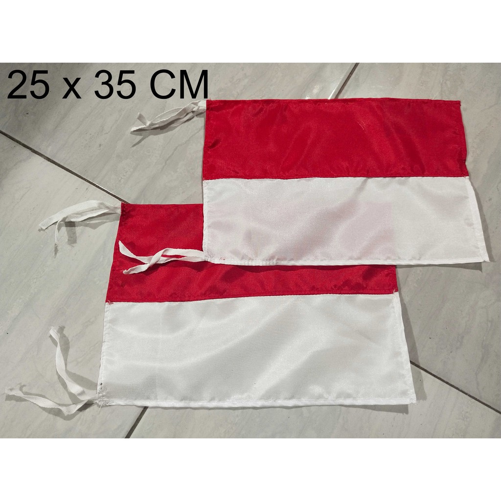 Jual Bendera Merah putih 25 x 35 CM bahan satin feles tebal jahitan ...