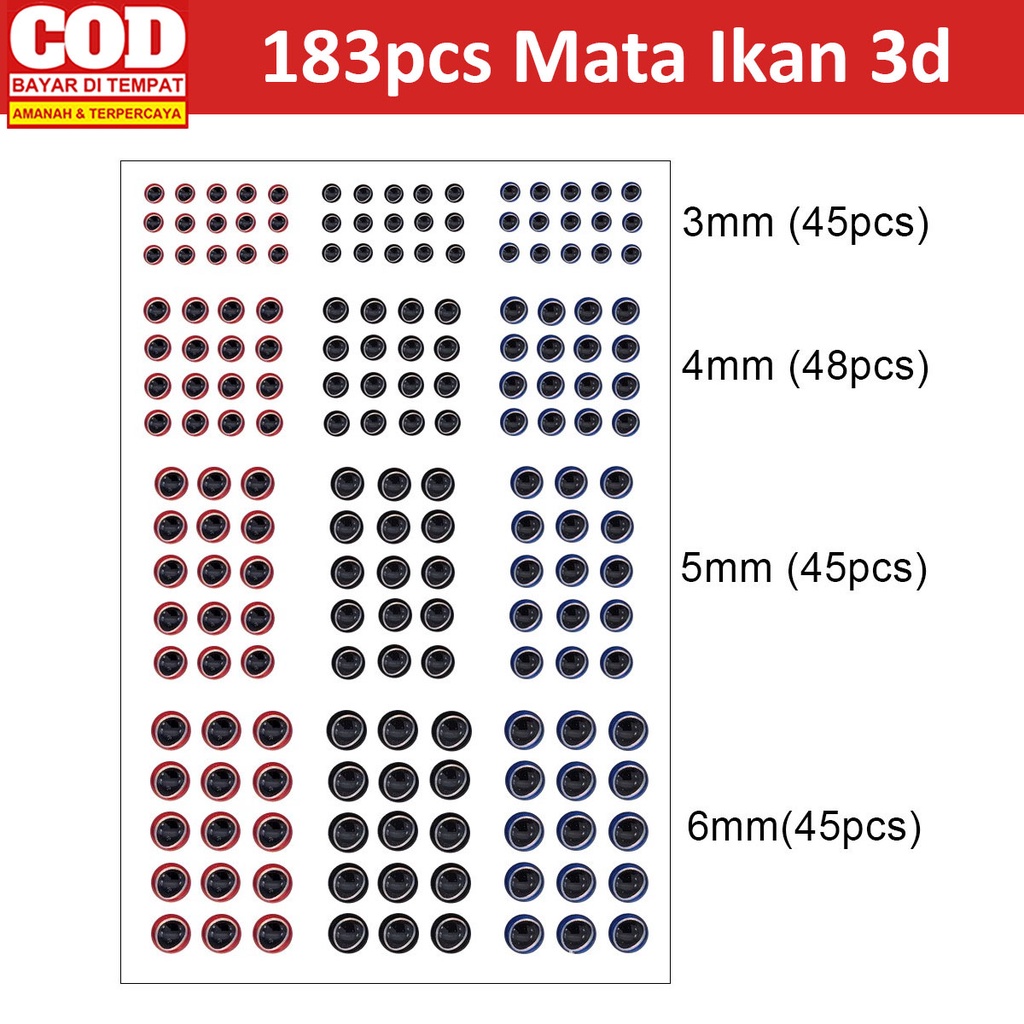 Jual 1 Set Stiker Mata Ikan 3d Umpan Pancing Minnow Popper Assist Hook ...