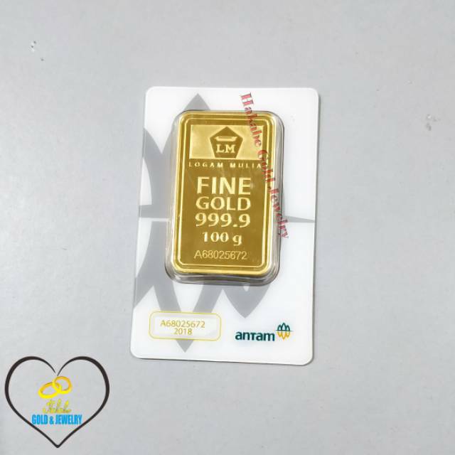 Jual Logam Mulia Antam, 100gram Emas Antam LM 24K Gold Bar, Fine Gold ...