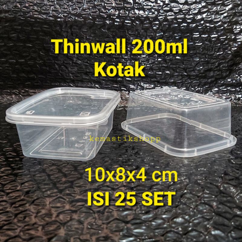 Jual 25pcs Thinwall Kotak Makanan Segi 200ml Shopee Indonesia