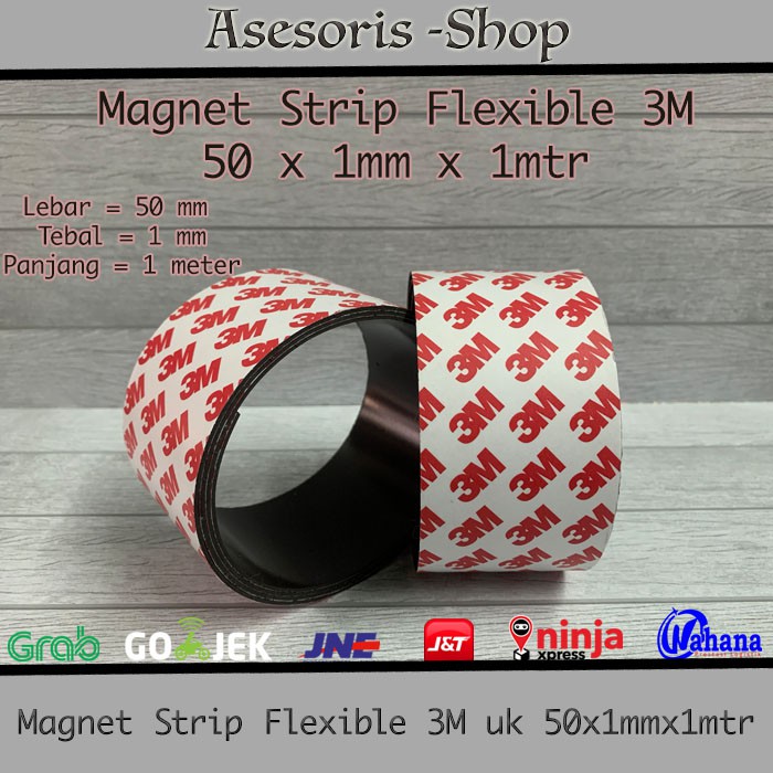 Jual Magnet 3M Flexible Magnet Strip 3M Stiker 50mm x 1mm x 1meter ...