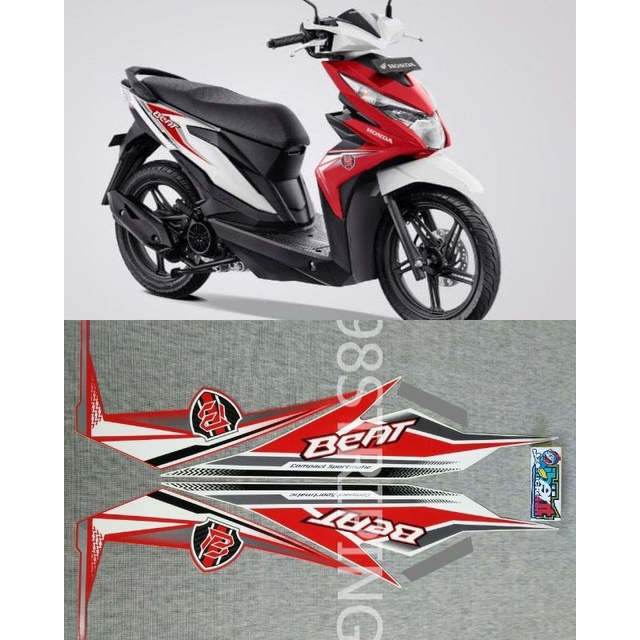 Jual STIKER STRIPING LIS STANDAR ORI NEW HONDA BEAT F1 FI MERAH PUTIH ...