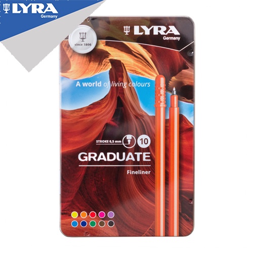 Jual Lyra Pen / Pulpen Graduate Fineliner Metal Box Set 10 Warna ...