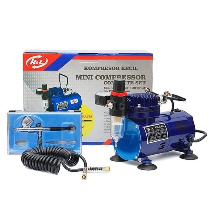 Jual Kompresor Mini Compressor Complete Set With Air Brush H&L | Shopee ...