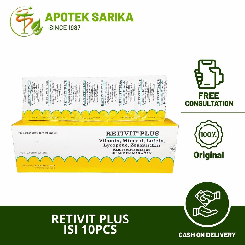 Jual Retivit plus 1 strip isi 10pcs (multivitamin antioksidan kesehatan ...