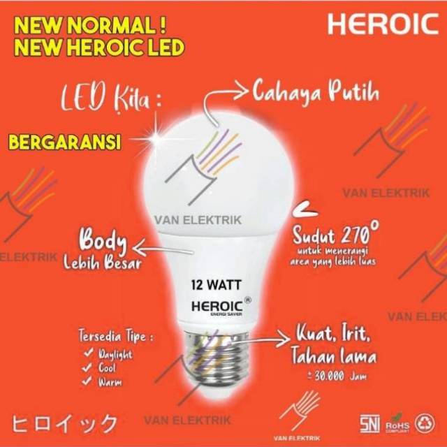 Jual LAMPU LED HEROIC BOHLAM LED HEROIC 12 WATT GARANSI 1 TAHUN min a | Shopee Indonesia