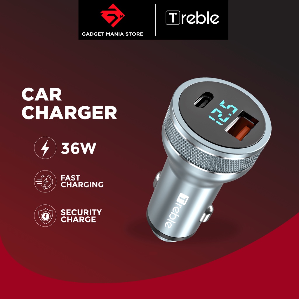 Jual GM Car Charger Colokan Mobil 2 Ports QC3.0 PD 36W TREBLE with LED ...