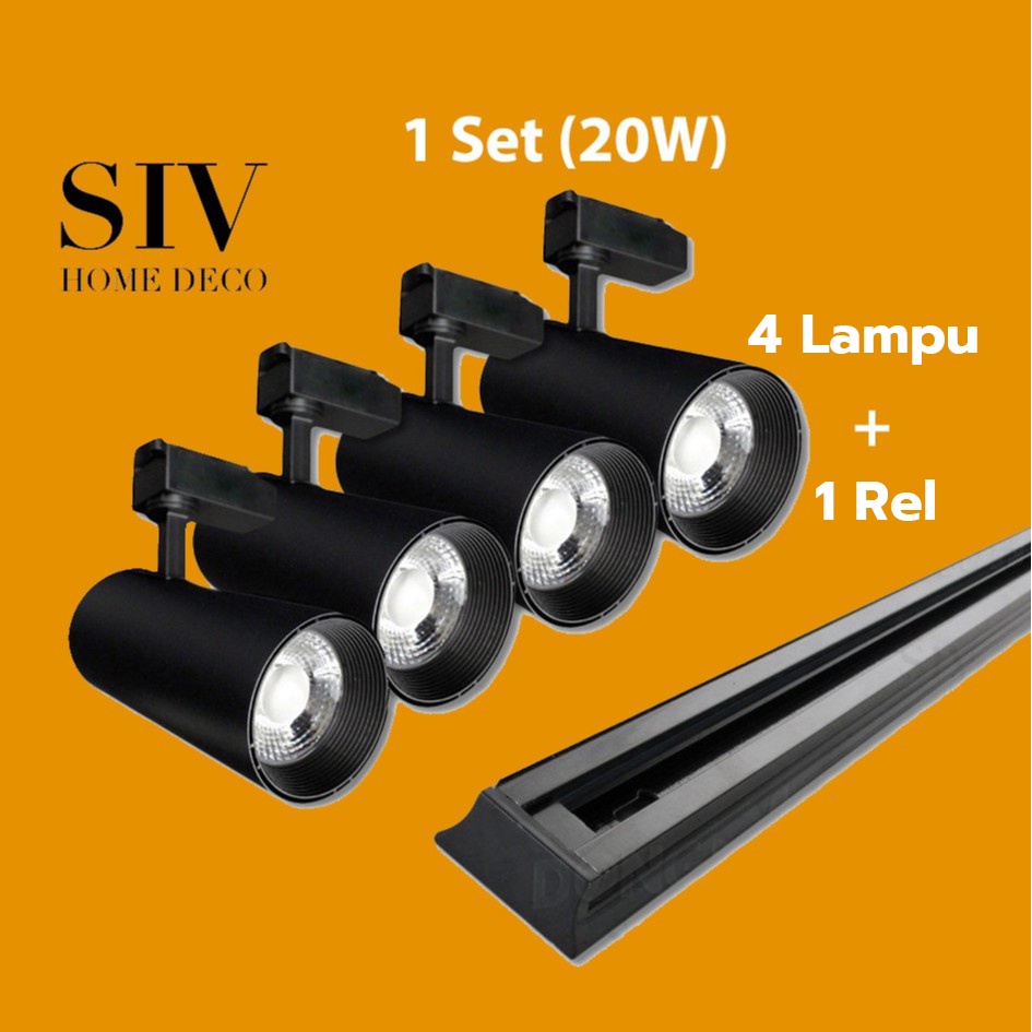 Jual SIV Track Track Lights Spotlight (1 set = 4 Track Lights + 1 Rel 1 ...