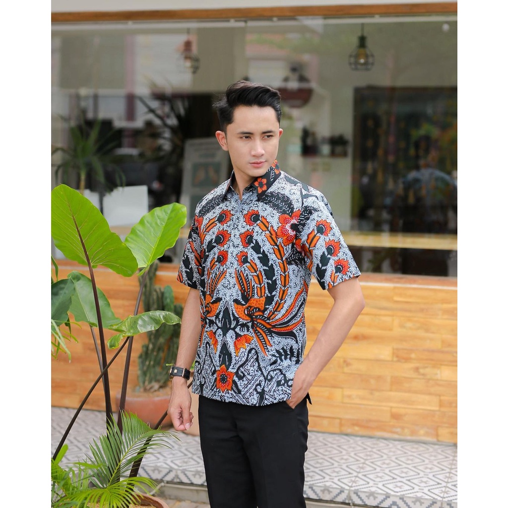 Jual Benang Raja Hem Batik Kombinasi Tulis Lengan Pendek Motif ...