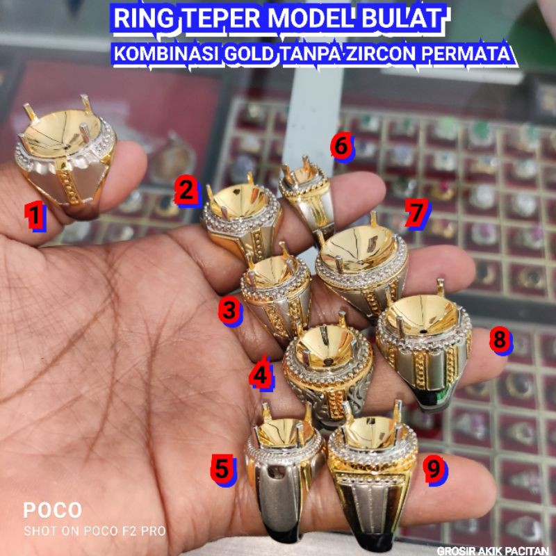 Jual RING TEPER BENTUK BULAT KOMBINASI GOLD TANPA ZIRCON | Shopee Indonesia