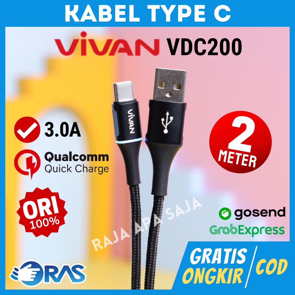 Jual Kabel Data Charger 2 Meter Type C Fast Charging 3A - Kabel Casan ...