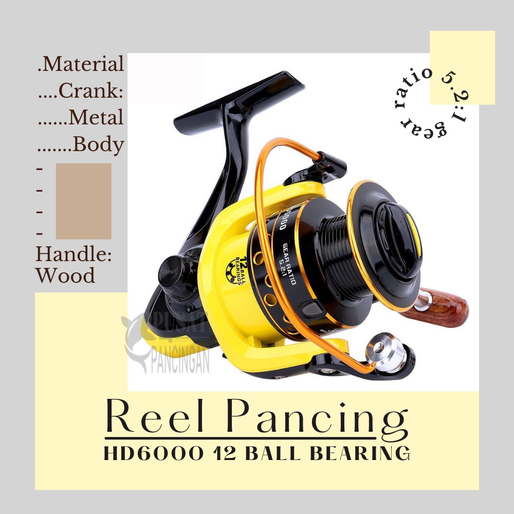 Jual Reel Pancing Rill Katrol HD6000 12 Ball Bearing Rill Reel ...