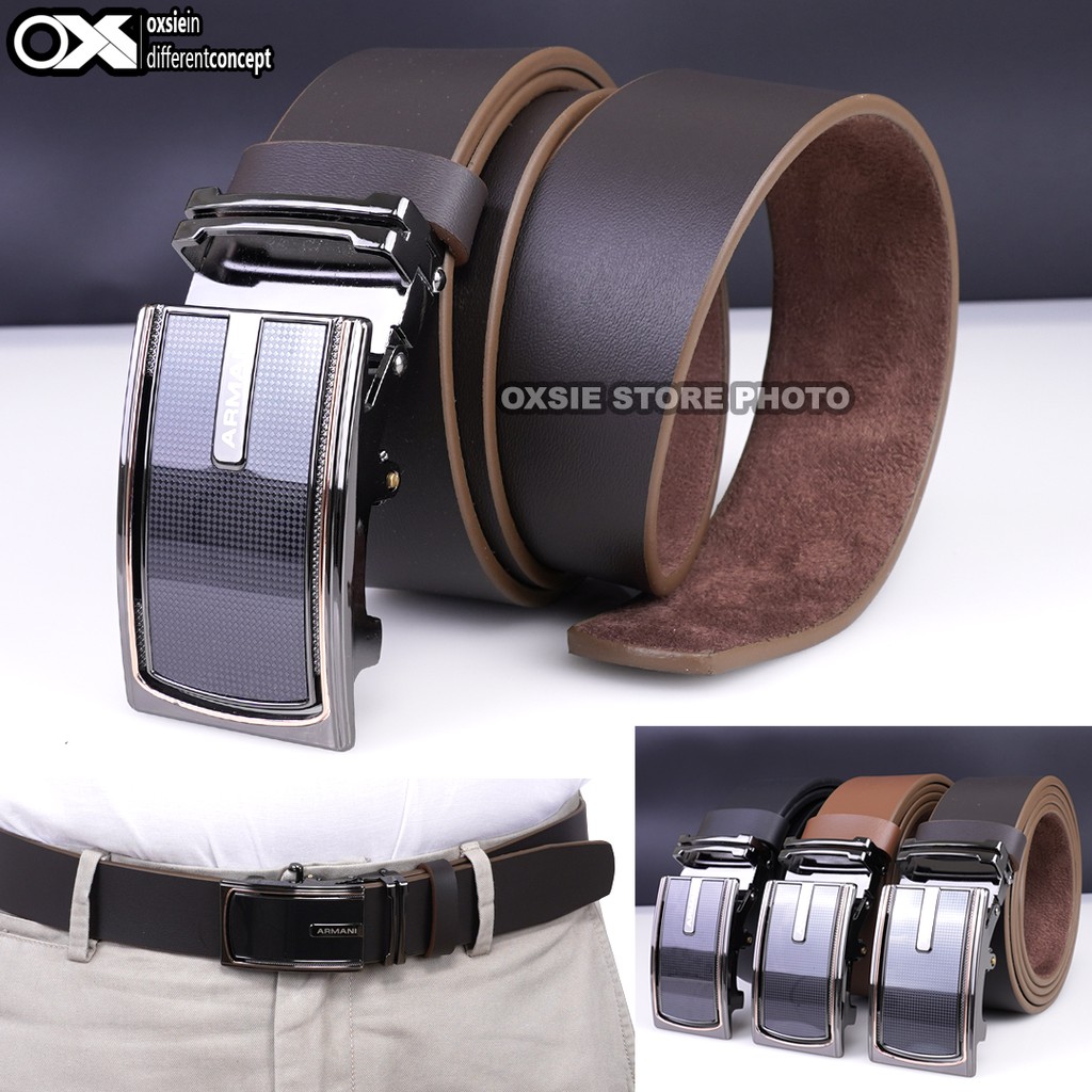 Jual OXSIE Ikat Pinggang Kulit Pria Gesper Jepit Sabuk Cowok Kulit A ...