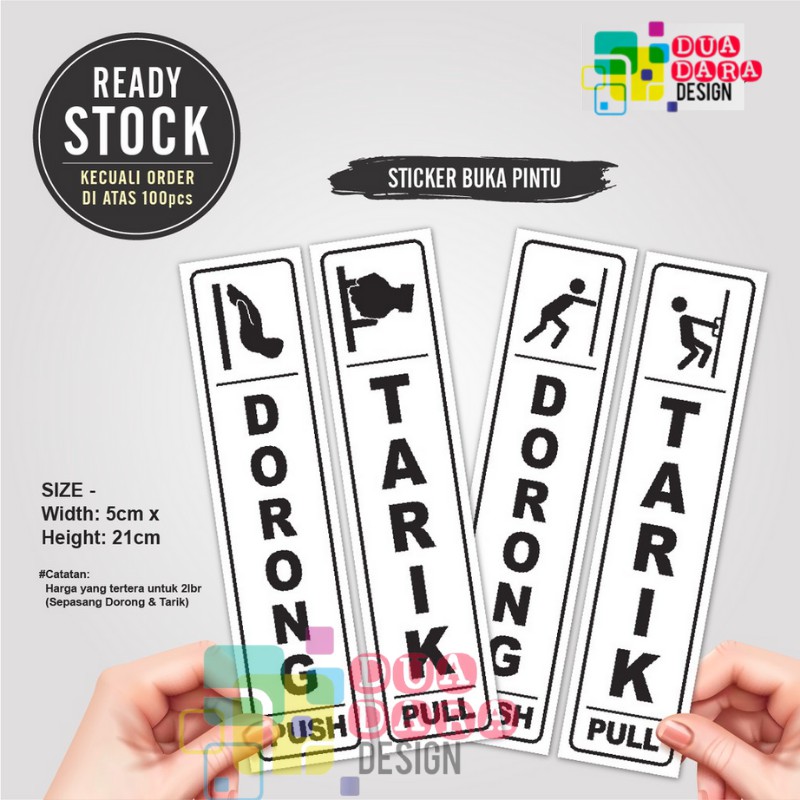 Jual Stiker Dorong & Tarik Pintu (5x21cm) - Sepasang/2 lembar | Shopee ...