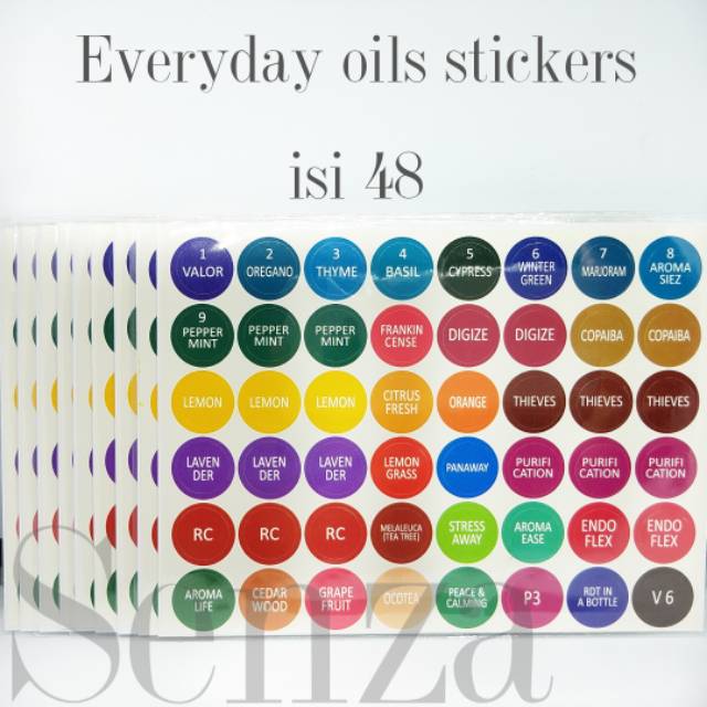 Jual EVERYDAY Sticker Essential Oil Basic Bottles Cap | Stiker Label ...