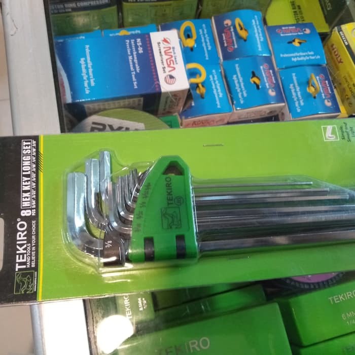 Jual Tekiro kunci L Inch satu set inchi model panjang set 8 pcs (5/64 ...