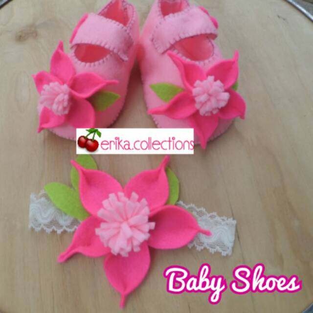 Jual Sepatu Bayi / Sepatu Flanel / Headbands (satu set) | Shopee Indonesia