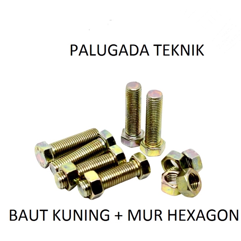 Jual 10 PCS Baut Mur Rak Siku Lubang Besi M8X60 Kuning Kunci 12 Panjang ...