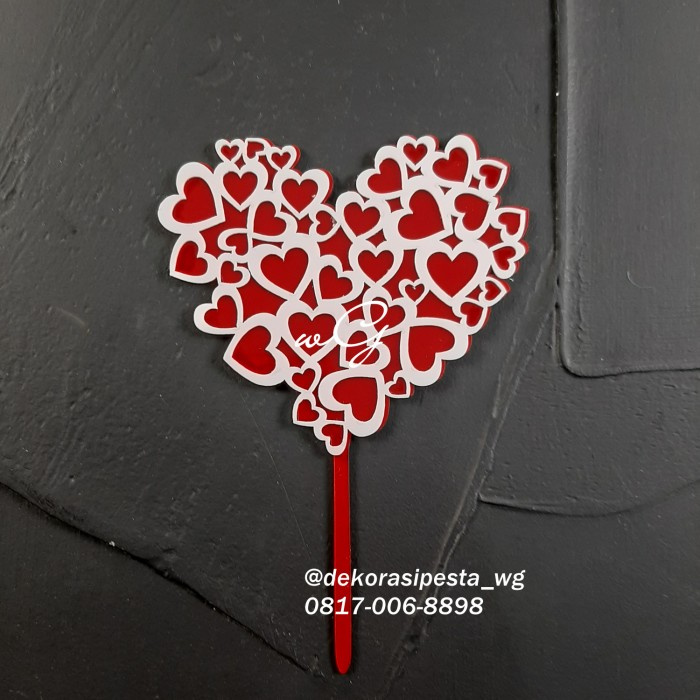 Jual Topper Cake / Hiasan Kue - Bentuk Love - Motif Hati - Warna Merah ...
