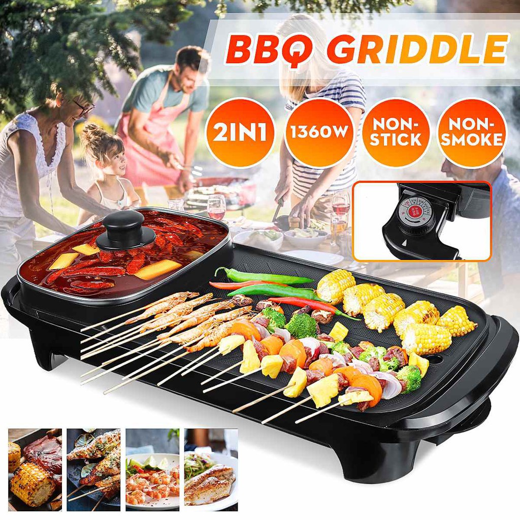 Jual Alat Panggang Barbeque Grill Panci Panggangan Hotpot Shabu 2 in 1 ...