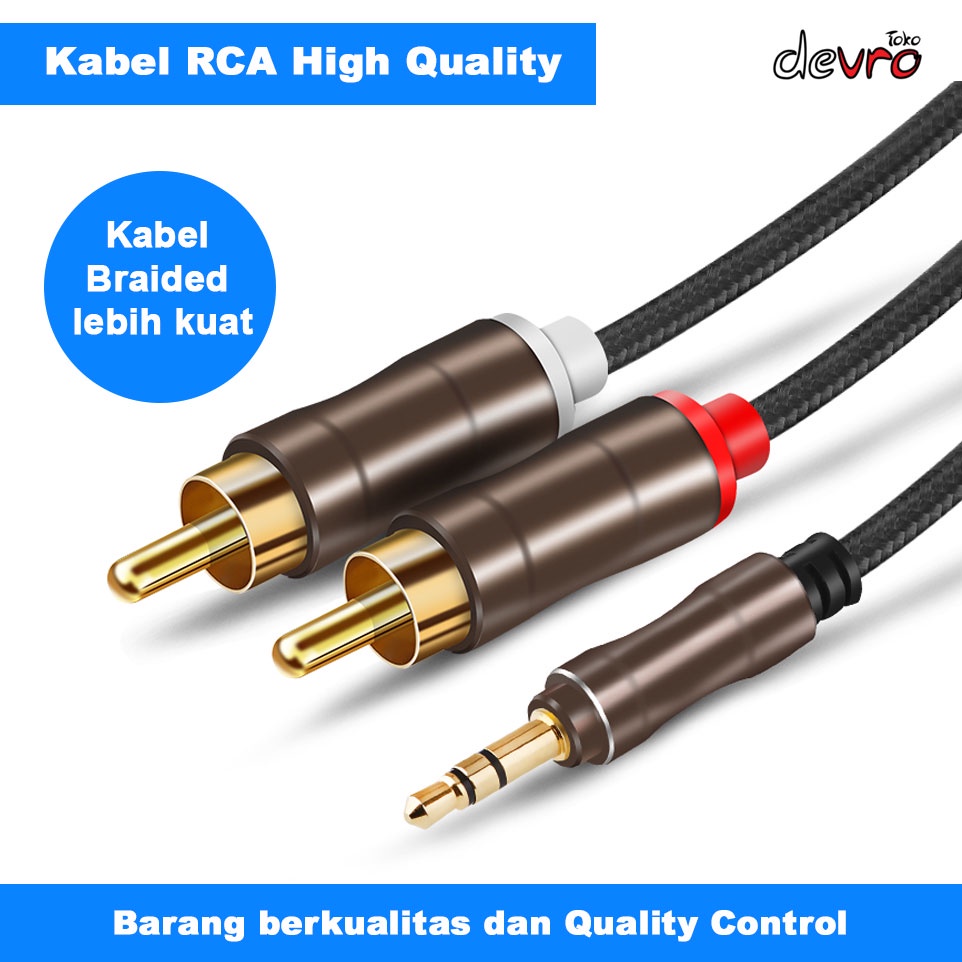 Jual Kabel RCA Braided - Kabel Audio AUX 3.5 mm ke RCA Plug 3 Meter ...