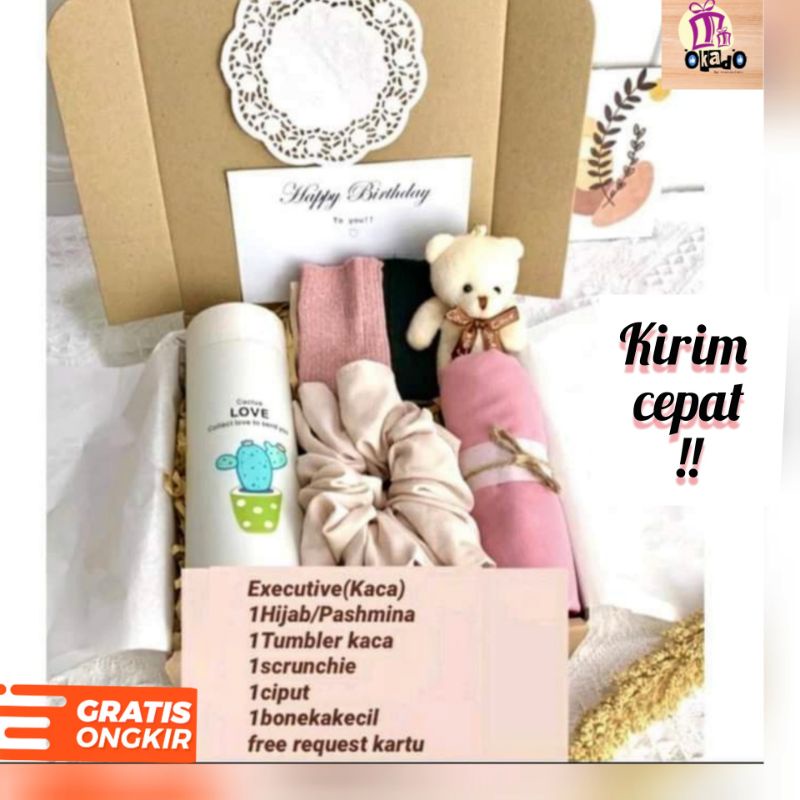 Jual Hampers Hijab Pashmina Murah Gift Box Premium Free Ucapan Request Warna | Shopee Indonesia
