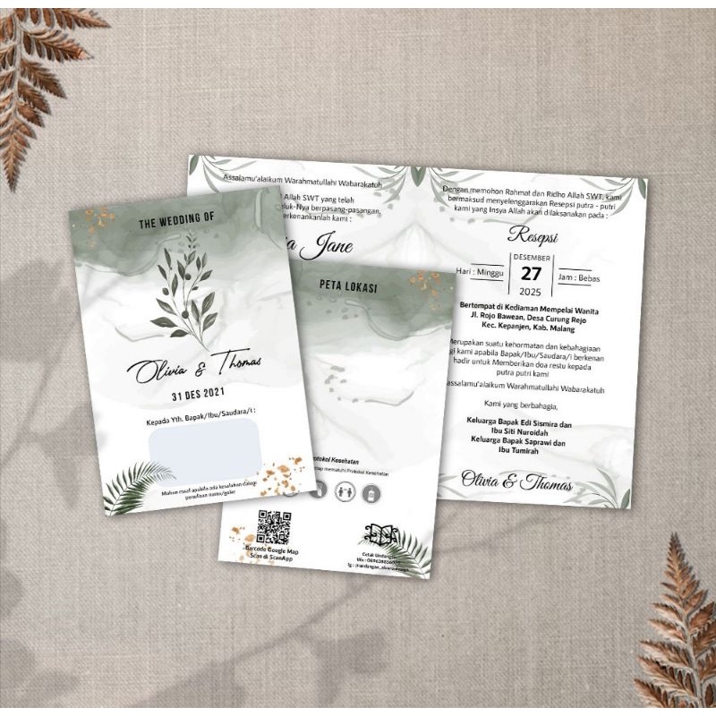Jual undangan rustik sembur hijau matcha cantik / undangan khitan ...