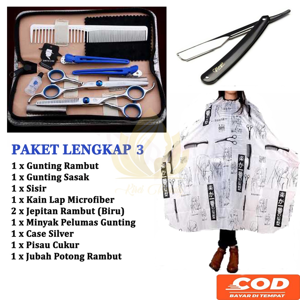 Jual [COD] Paket Alat Cukur Gunting Rambut Gunting Sasak Set Potong Rambut Lengkap Salon ...