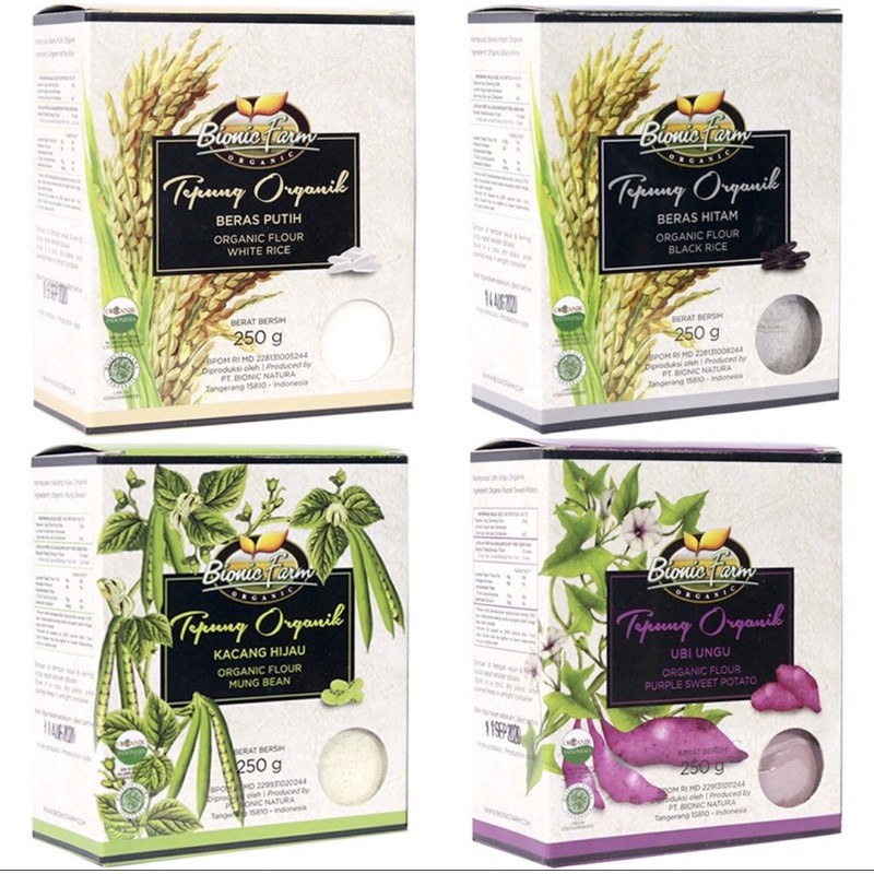 Jual Bionic Farm Tepung Organic Kacang Hijau Beras Cokelat Beras Merah Ubi Ungu Mpasi Bionic ...
