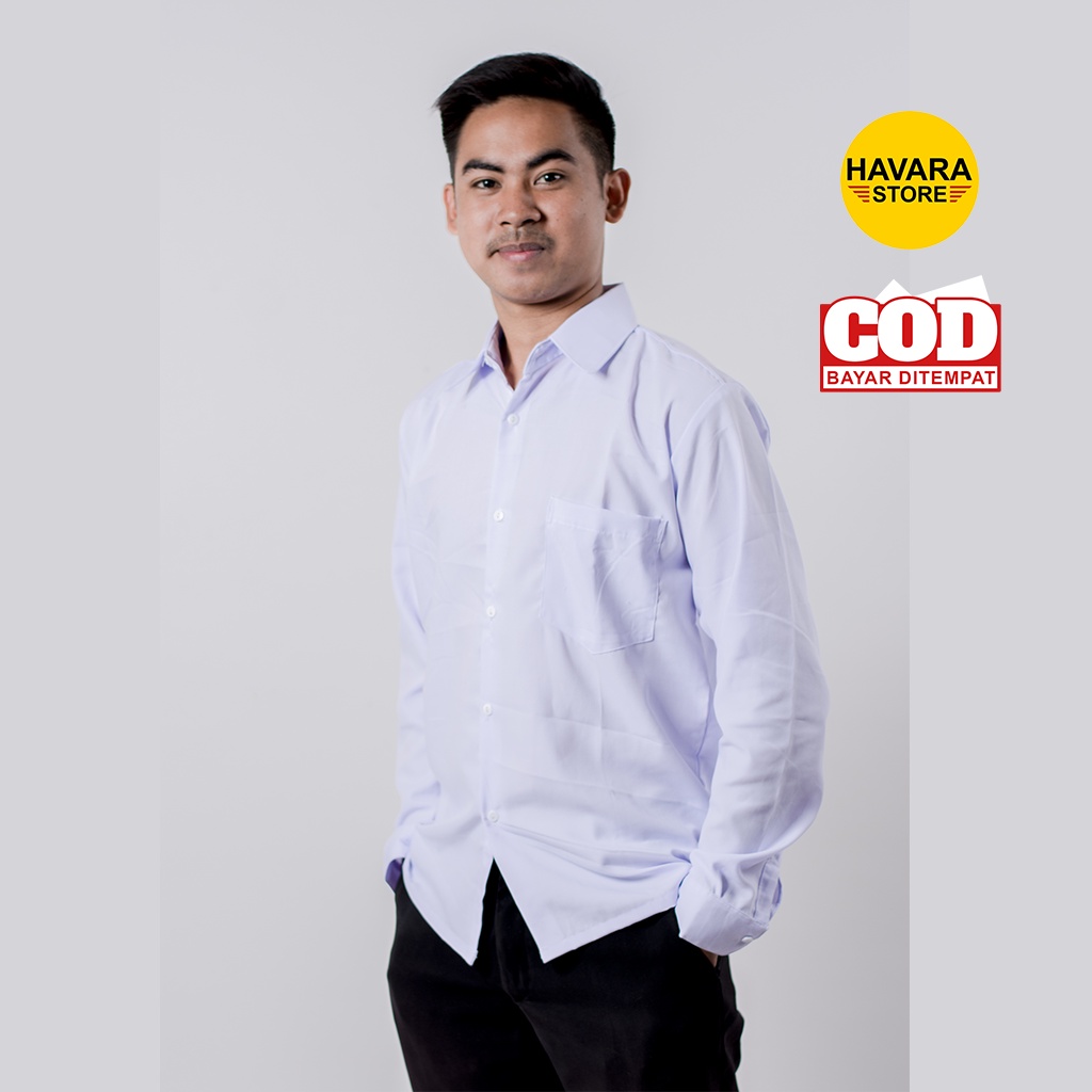 Jual KEMEJA PUTIH POLOS PRIA PANJANG / KEMEJA FORMAL POLOS DEWASA ...