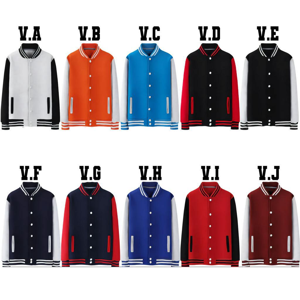 Jual Jaket Baseball Varsity bomber Kancing Hijau Botol Hitam Pria ...