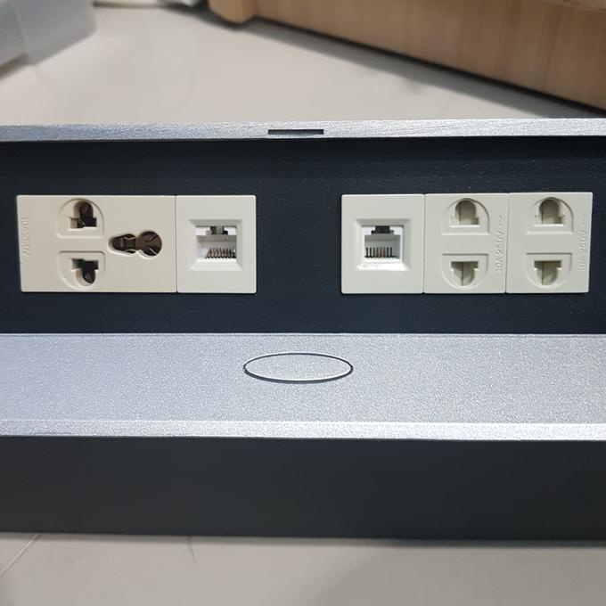Jual Table Top 3 COLOKAN LISTRIK LAN LINE TELEPON Meja Kantor Lantai ...