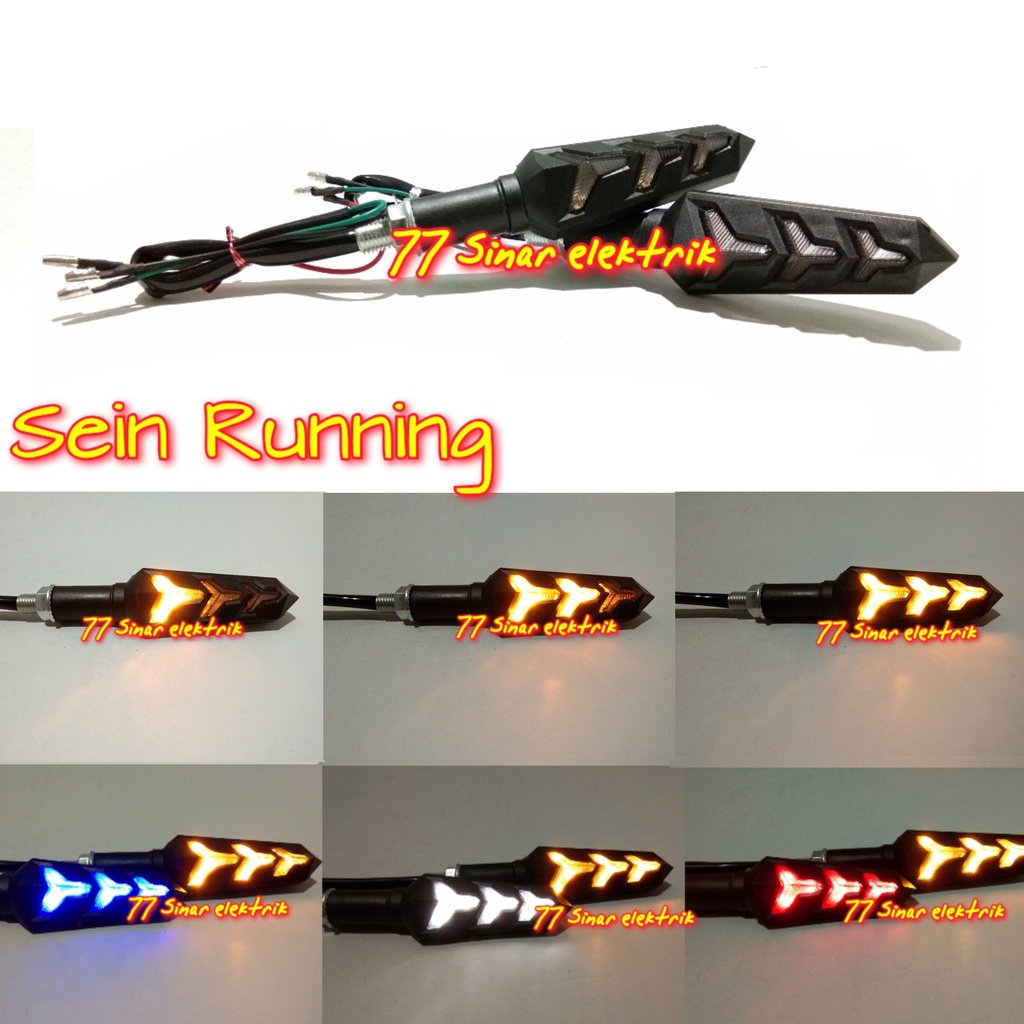 Jual Lampu Sein Motor Running 2 Warna Model Panah Universal Lampu Sein Motor LED Bahan Fleksibel ...