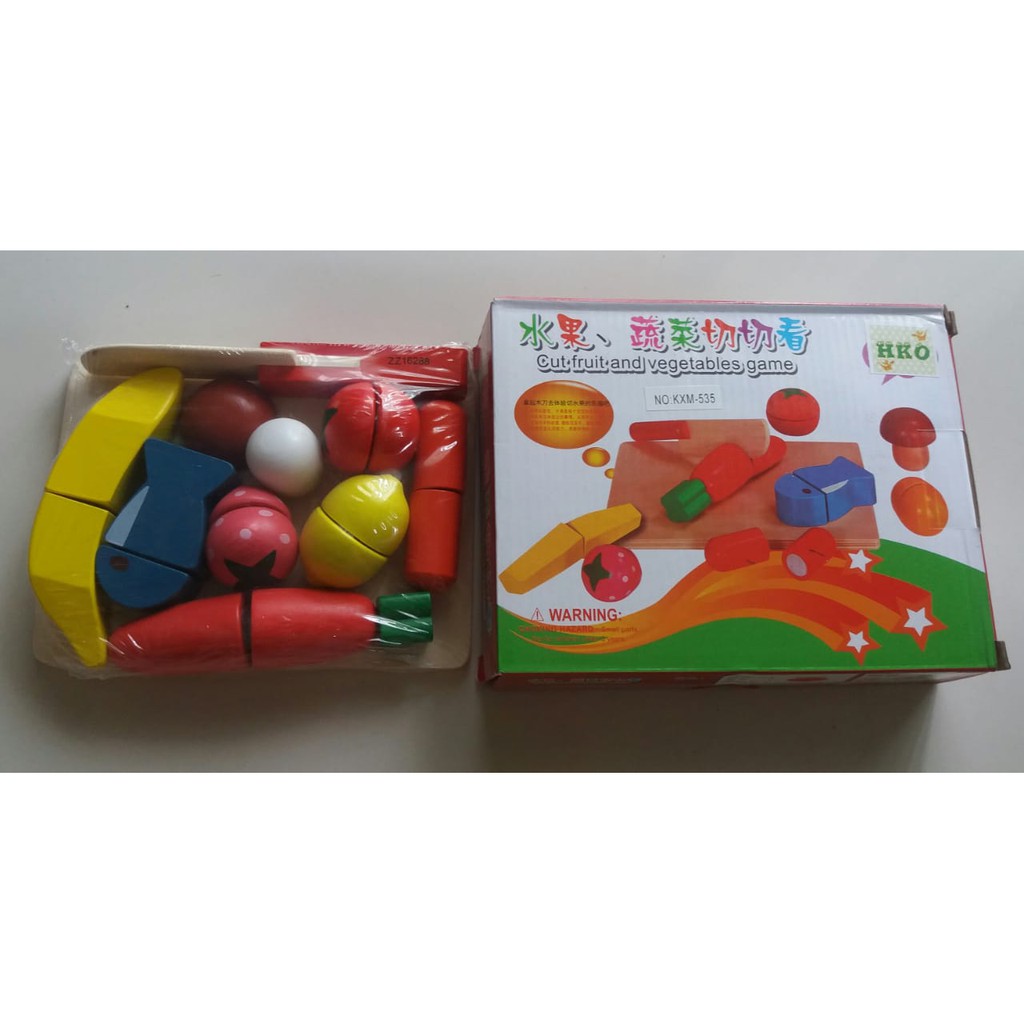 Jual MAINAN KAYU EDUKASI ANAK WOODEN CUT FRUIT AND VEGETABLES GAME KAYU ...