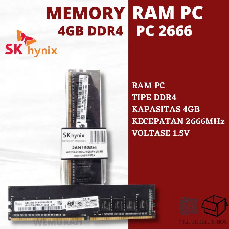 Jual Memory RAM 4GB DDR4 PC 2666 longdimm - memory ram Komputer/PC 4GB DDR4 | Shopee Indonesia