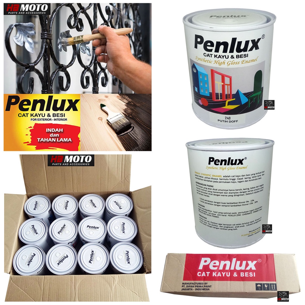 Jual 1 Karton isi 12 Kaleng240 Putih Doff PENLUX Cat Besi & Kayu 240 ...