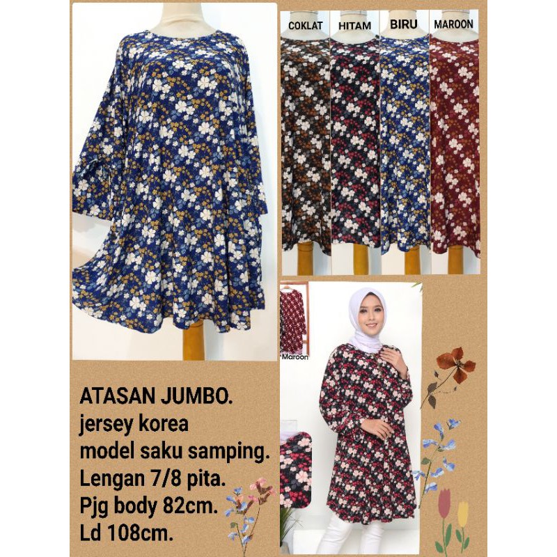 Jual BLUOSE JUMBO MOTIP BUNGA KECIL( 1486) | Shopee Indonesia