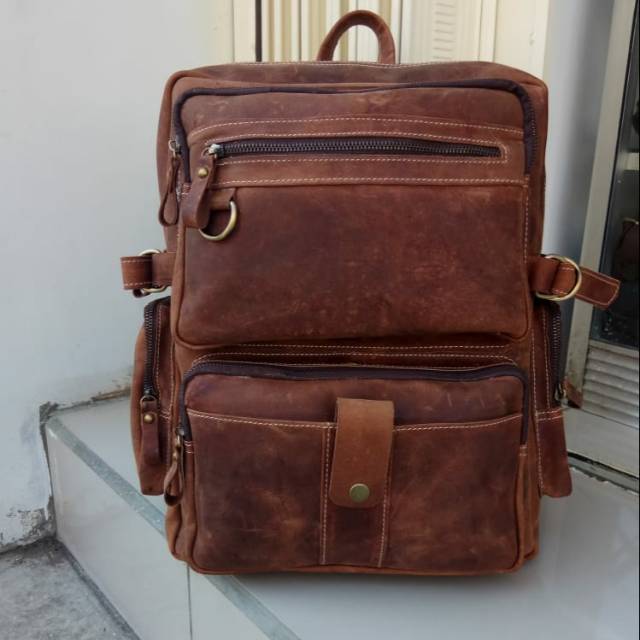 Jual Tas Ransel Kulit Sapi Crazy Horse Backpack Leather Laptop 15 Inchi ...