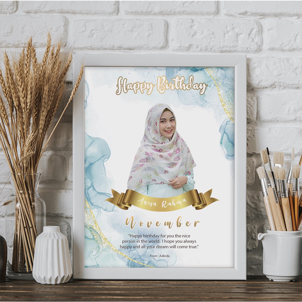 Jual KADO Ulang Tahun Cetak Foto Bingkai Pajangan Bisa Custom Desain suka-suka ukuran 10R 20 x ...