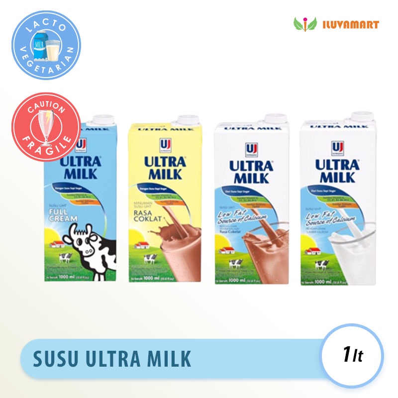 Jual Susu UHT Ultra Milk 1 Liter 1000 ml / Full Cream / Coklat / Low Fat Plain / Low Fat Cokelat ...