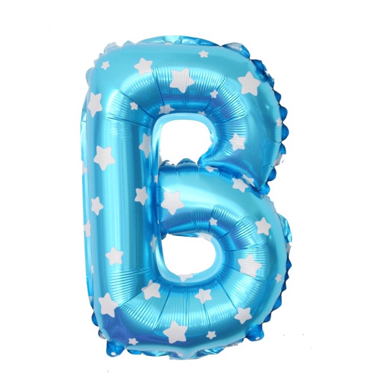 Jual DINOSO Balon Foil Huruf Biru 16 Inch 40cm A-Z Angka Biru 0-9 Biru ...