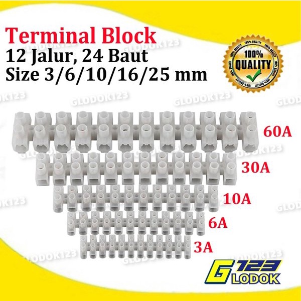 Jual Terminal Block Blok Krustin Strip 12 Jalur Kabel Konektor Putih ...