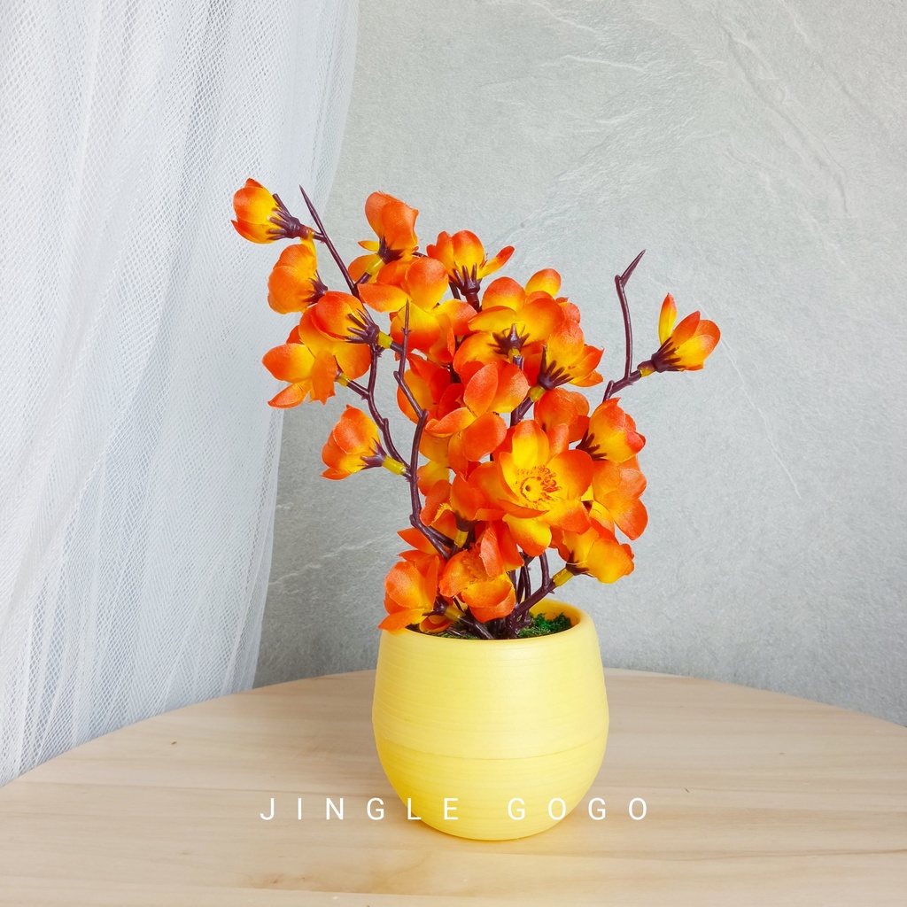 Jual Rangkaian Pot Mini Bunga Sakura Batang Rustic Dekorasi Taman Rumah ...